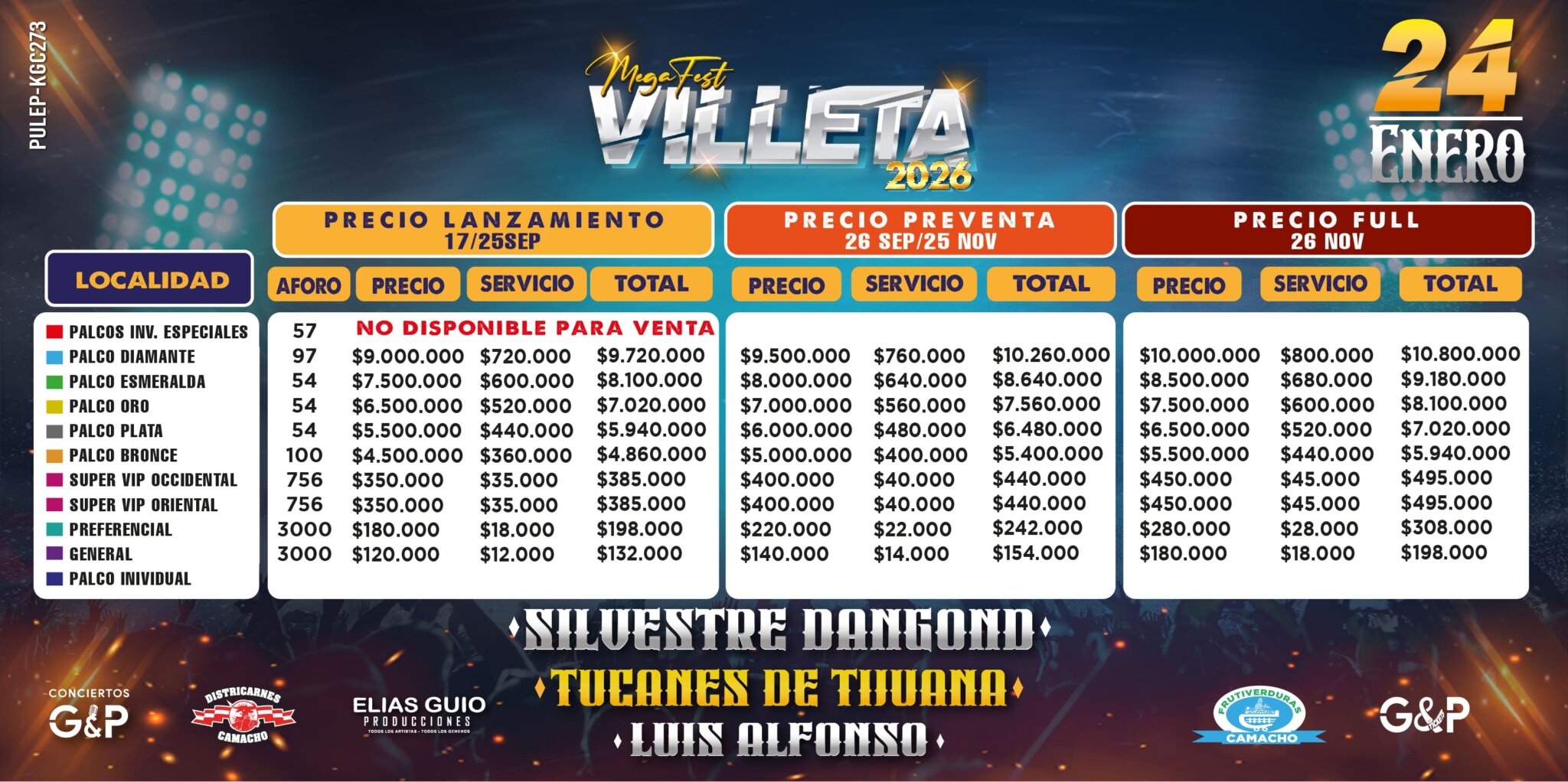 Sectores y precios confirmados para el Megafest Villeta 2026